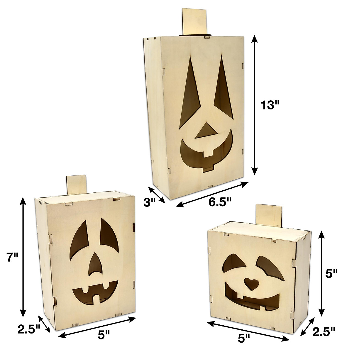 Gift Boutique Halloween Pumpkin Wood Paint Craft Kit 3 Set Sizes Jack O Lantern Unfinished Wooden for Kids Arts & Craft Project Painting Activity