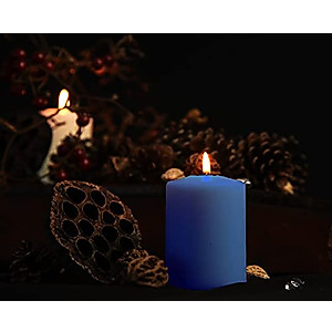 Hyoola Midnight Blue Pillar Candles 2x3 Inch - 4 Pack Unscented Pillar Candles - European Made