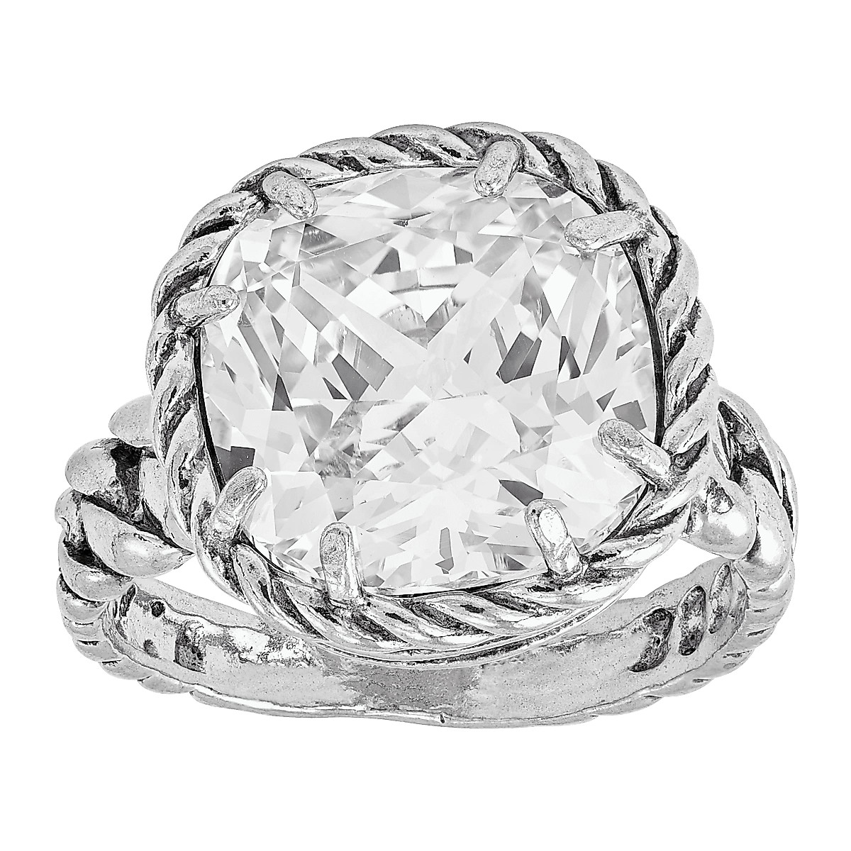 Silpada 'Braided Brilliance' Cubic Zirconia Cocktail Ring in Sterling Silver, Size 6, Size 6