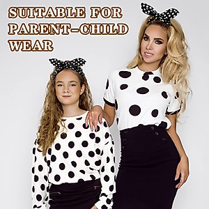 Costume Headband White Polka Dot Bandana Wire Headband Halloween Dress up Retro Hairband Headwrap Hair Accessories for Women(Big Dots,Black)