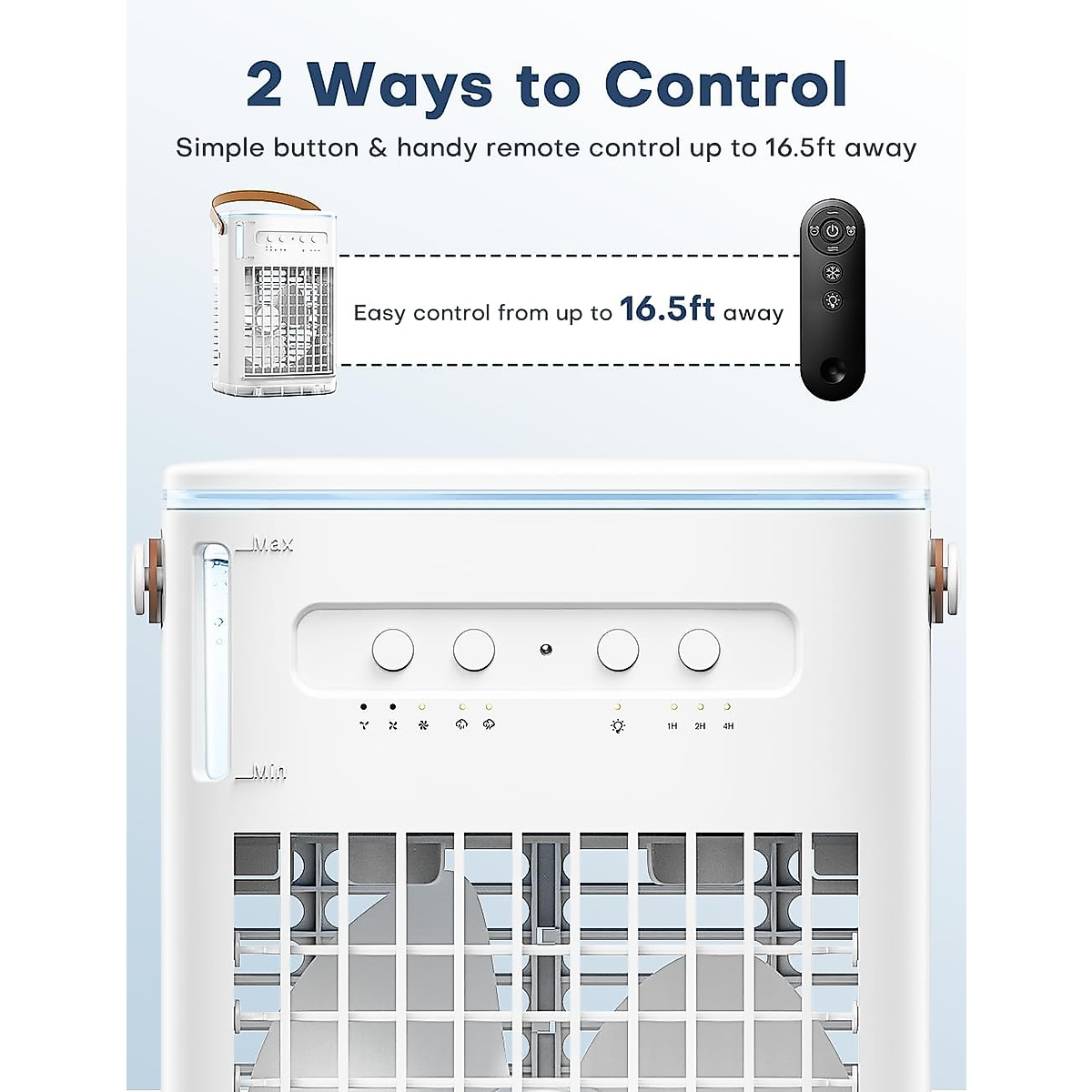 TEMEIKE 4-IN-1 Personal Air Conditioner w/Remote, 2 Ice Packs, 1200ML Tank, 7H Timer for Smart Auto-Off,2 Cool Mist,3-Speed Small Portable Air Conditioner, 7-LED Light Evaporative Air Cooler for Room