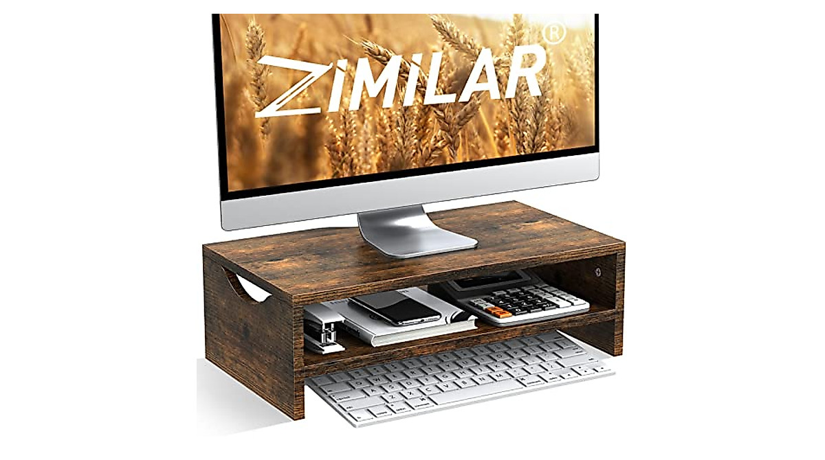 Zimilar 2-Tier Monitor Riser - Ergonomic Desk Organizer for Home & Office