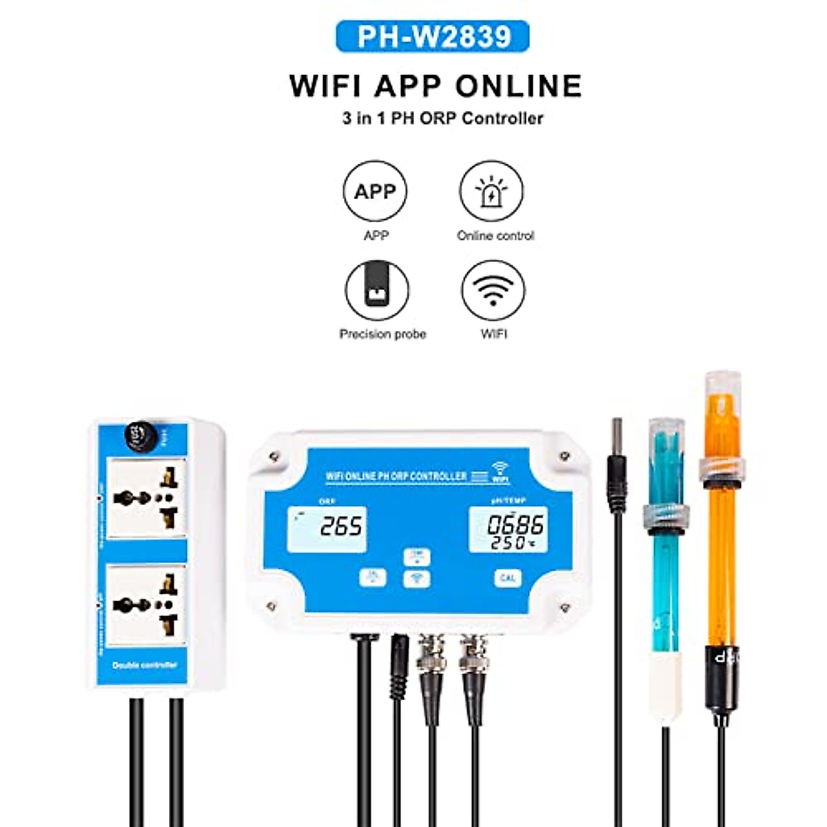 Fdit Digital Water Quality Meter ABS WiFi APP Control Water Testing Meter Water Quality Tester Kit for Water Source, Aquarium, Laboratory