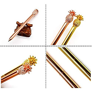 JeVenis Set of 5 Pineapple Pens Ballpoint Pens with Pineapple Pencil Pouch Bags Ins Style Pineapple Notes Stickers for Office Gift
