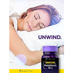 Carlyle Melatonin 12 mg Fast Dissolve 90 Tablets | Natural Berry Flavor | Vegetarian, Non-GMO, Gluten Free