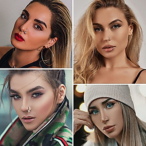 JOERICA 10 Pcs 20G Dangle Nose Rings Studs for Women 316L Stainless Steel L Shaped Nose Studs Heart Butterfly Moon Star Snowflake CZ Dangle Nose Rings Dangling Nose Piercing Jewelry