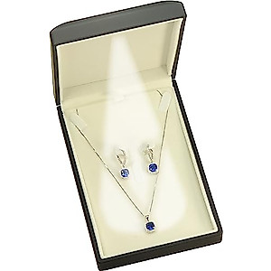 The Jewellery Pak LED Black Necklace Pendant Box for Engagement, Wedding…Luxury LED Necklace Earrings Sets Jewelry Gift Holder Box with Light for Men for Women