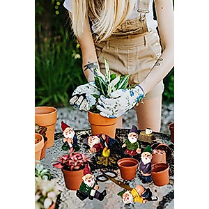 Arggidan 9pcs Miniature Gnomes Sets with Fire and Furniture - for Fairy Garden Decoration and Home Ornament