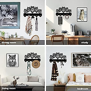 Wildlife Wolf Decorative Wall Hanger Wolf Family Clothes Wall Hooks Coat Rack Keys Holder Organizer Hook Animal Decorative Wall Hooks Hanger Handbag Keyring Holder (3)