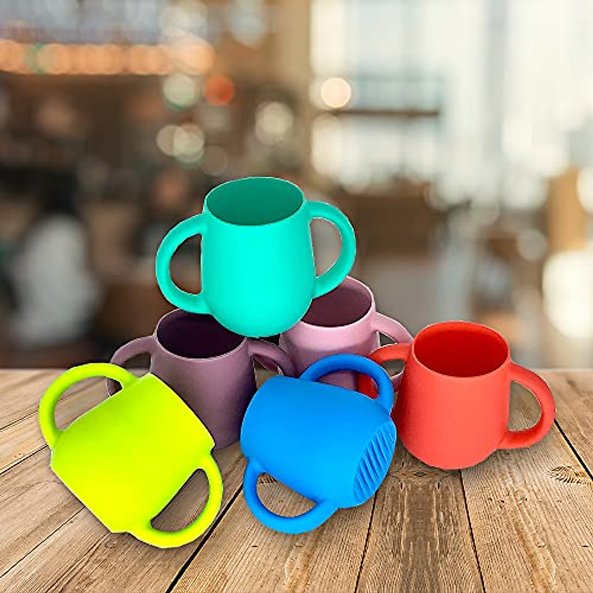 SiliLife Silicone Baby Cups for Baby or Toddler 2 Pack Flexible Food-Grade Safe BPA Free with Easy-Grip Handles for Self-Feeding Training
