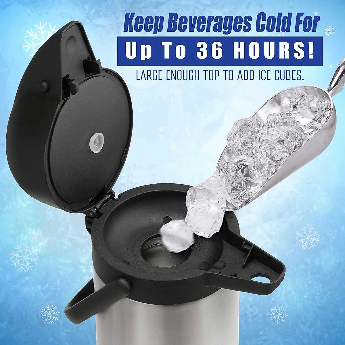 85 oz (2.5L) Coffee Carafe with Pump, Insulated Stainless Steel Coffee Dispenser, Coffee Carafes for Keeping Hot/Cold, Hot Beverage Dispenser for Party