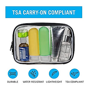 In Flight Mind Clear TSA Approved Toiletry Bag, 3-1-1 Clear Toiletry Bags for Traveling, Clear Makeup Bag for Cosmetics & Skincare Essentials,Clear Zipper Pouch for Men & Women,Clear Travel Pouch-1pc