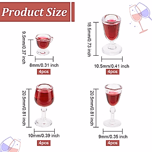 OLYCRAFT 4 Sets 4-Size Miniature Glass Cups Miniature Wine Red Wine Cups Goblet Cups Mini Plastic Glass Cup Set Mini Red Wine Cups Mini House Wine Cups for Minihouse Kitchen Decors