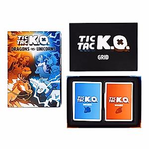 Unstable Games - Tic Tac K.O. : Dragons vs. Unicorns Base Game - Quick-to-learn team card game for kids, teens, & adults - Adorably ruthless twist on Tic Tac Toe - 2-4 players - Great for game night