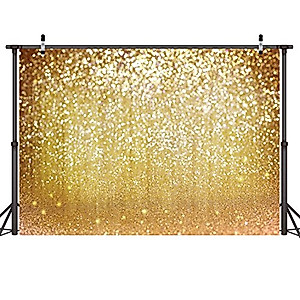 LYWYGG 7x5FT Vinyl Photography Backdrop Golden Particles Speckle Dreamy Fantasy Dreamlike Theme Metal Festive Holiday Party Decorative Photography Backdrop CP-10