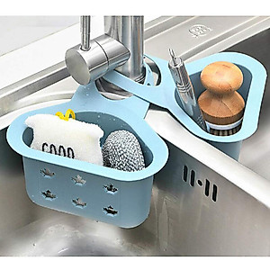 TuuTyss Flexible Hanging Sponge Holder Sink Caddy for Sink Kitchen,Blue,Set pf 1