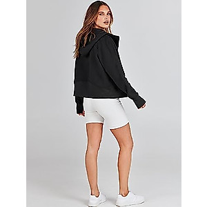 ANRABESS Hoodies for Women Casual Long Sleeve Jackets Oversized Fleece Sweatshirts Zip Up 2023 Y2k Hooded Teen Girl Tops Trendy Fall Clothing Black A1015heise-L