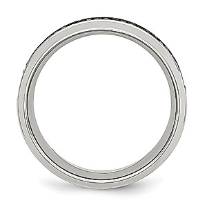 Diamond2Deal 0.33ct Black Diamond Stainless Steel Eternity Wedding Band Ring Size 7