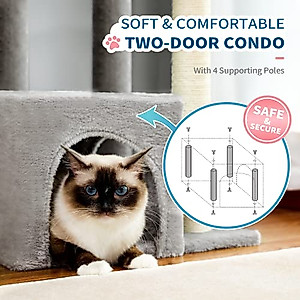 Made4Pets Cat Tree, Carpet Cat Tower Grey for Indoors Cats, Cute Wood Kitty Condo with Scratching Post and Pad, 27" Multi-Level Modern Activity Climbing Furniture for Small and Medium Cats
