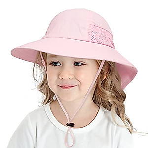 Muryobao Toddler Kids Baby Girls Boys Sun Hat Summer UPF 50+ UV Protection Caps Wide Brim Neck Flap Beach Play Fishing Hats Pink Age 1-3 Years