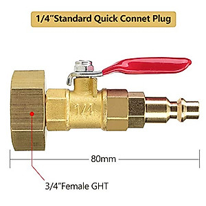 RV Winterize Blowout Adapter with 1/4" Quick Connect Plug and 3/4" Garden Water Hose Threading, Winterize Quick Adapter with Ball Valve for Boat Camper Trailer Sprinkler Systems Irrigation Kit Fitting