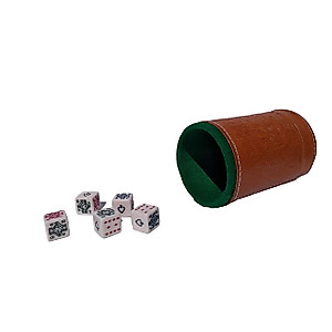 Cup Poker dice Game Set with Cup Leather Lined (cubilete)…Honey