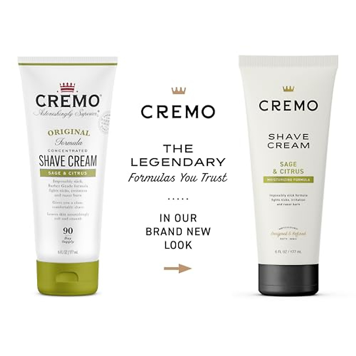Cremo Sage & Citrus Shave Cream, Astonishingly Superior Ultra-Slick Shaving Cream for Men, Fights Nicks, Cuts and Razor Burn, 6 Fl Oz