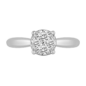 Fifth and Fine 1/2Cttw to 1.00Cttw Natural Diamond Cluster Solitaire Ring Set in Sterling Silver (6, .50)