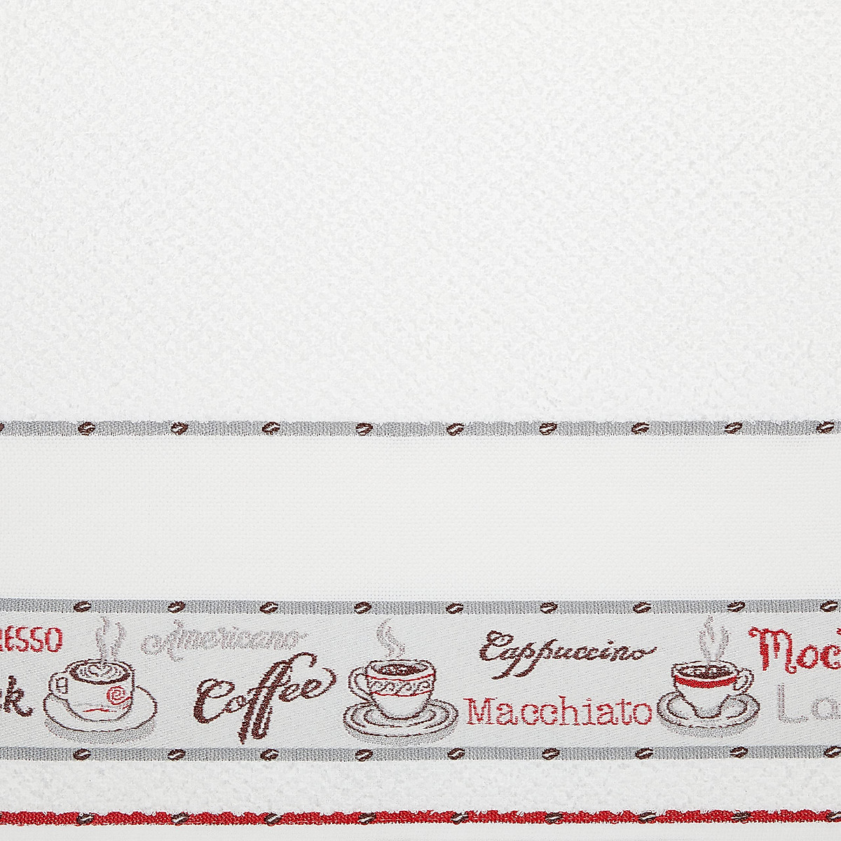 Cackleberry Home Coffee Mocha Latte Jacquard Border Terry Kitchen Towels 17 x 27 Inches, Set of 4