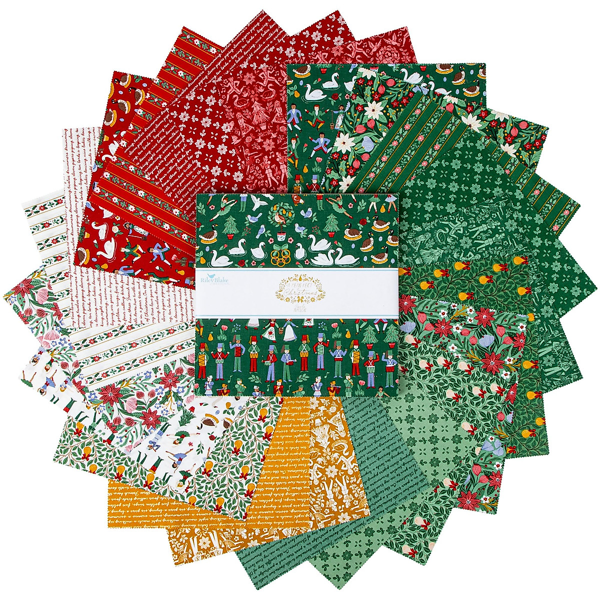 Cayla Naylor A Pear-FECT Christmas 10"" Stacker 42 10-inch Squares Layer Cake Riley Blake 10-14970-42, Assorted