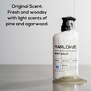 MARLOWE. No. 103 Mens Body Wash 16 oz, Energizing and Refreshing with Moisturizing Natural Willow Bark & Green Tea Extracts, Fresh Pine & Agarwood Scent