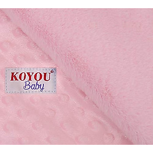 KOYOU Baby Pink Super Soft Minky Plush Reversible Double Layer 30" x 35" Baby Blanket with Dotted Backing and Silky Trim