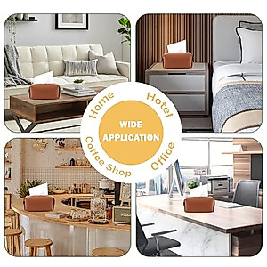 Soznveg Tissue Box Cover Rectangular, PVC Leather Tissue Box Holder, Facial Tissues Organizer, Napkin Paper Tissue Holder for Bathroom, Living Room, Dresser, Tabletop, Car, Office Decor, Brown