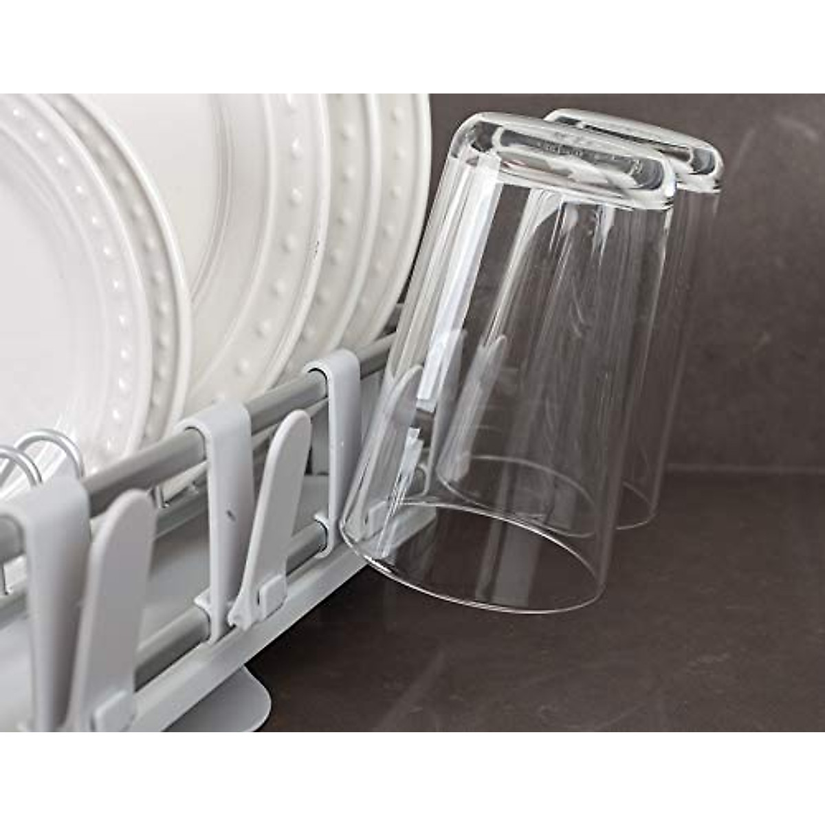 Real Home Innovations Designer Series Milan Single Tier Dish Rack, Extra Large, Satin Aluminum Gray