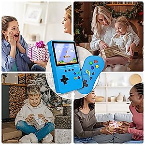 Heiko Retro Portable Handheld Game Console to Experience 500 Classic Games Anytime Anywhere, 3.5In Screen Video Game Console 1200mAh, Handheld Video Game Support for Connecting TV & Two Players(Blue)