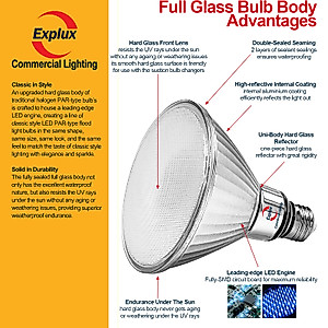 Explux 250 Watt Equivalent PAR38 LED Flood Light Bulbs, Super Bright 3300 Lumens, Dimmable, Full-glass Outdoor Waterproof & Anti-Ageing, 5000K Daylight Spotlight, 2-Pack