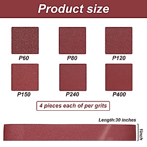 Sanding Belts Disc Grit Aluminum Oxide, 24 Pieces 1 x 30 Inch Abrasive Sanding Belt (60/80/120/150/240/400 Grits) and 24 Pieces 5 Inch Self Stick No-hole Sanding Disc (80/100/ 120/180/ 240/400 Grit