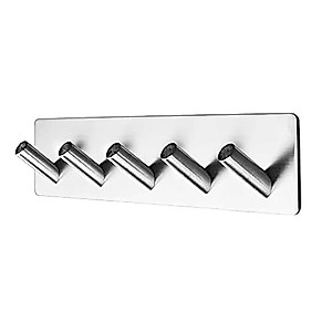 Stainless Steel Wall Mounted Hooks Rail Heavy Duty Metal Hanger Rack for Hanging Coats, Towels, Keys