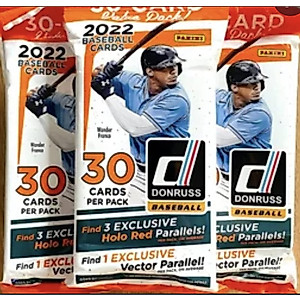 (3 Packs) 2022 Panini Donruss Baseball Cello/Fat Pack - 90 Baseball Cards Included