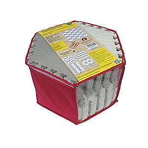 Red Suricata Playspot Foam Hexamat – Geo Interlocking Baby Play Mat - Baby Playmat for Kids, Infants & Toddlers – 79” x 60” or 74” x 63” Rubber Foam Floor Puzzle Mats Tiles (Ghost White/Grey