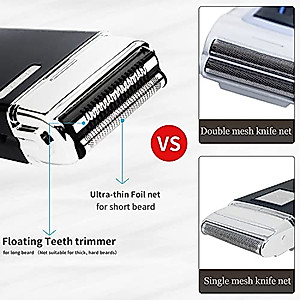 Electric Shavers Foil for Men Portable Pocket Size Men's Electric Shaver Small Electric Razor for Mens Face Electric Cordless Rechargeable Beard Shaver Wet Dry Double Shaver by WOSVAS