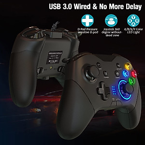 Wired Gaming Controller, PC Gamepad Joystick, Dual Vibration, Programmable Remap M1-M4, Game Console for Windows 7/8/10/ Laptop, TV Box, PS3, Android, Switch