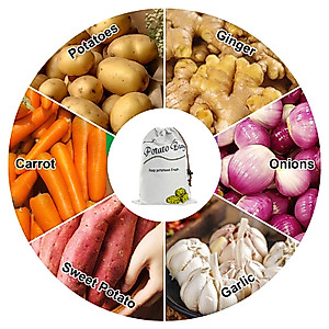 Miles Kimball Potato & Onion Sprout-Free Vegetable Storage Bags - White
