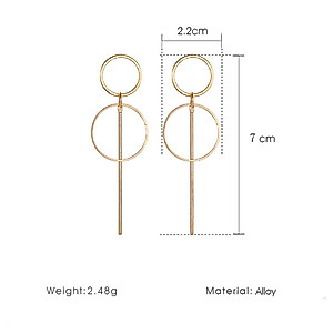 Geometric Earrings for Women Silver Double Circle Hoop Dangle Earrings Simple 8 Infinity Knot Bar Tassel Drop Earrings for Women Jewelry (Silver)