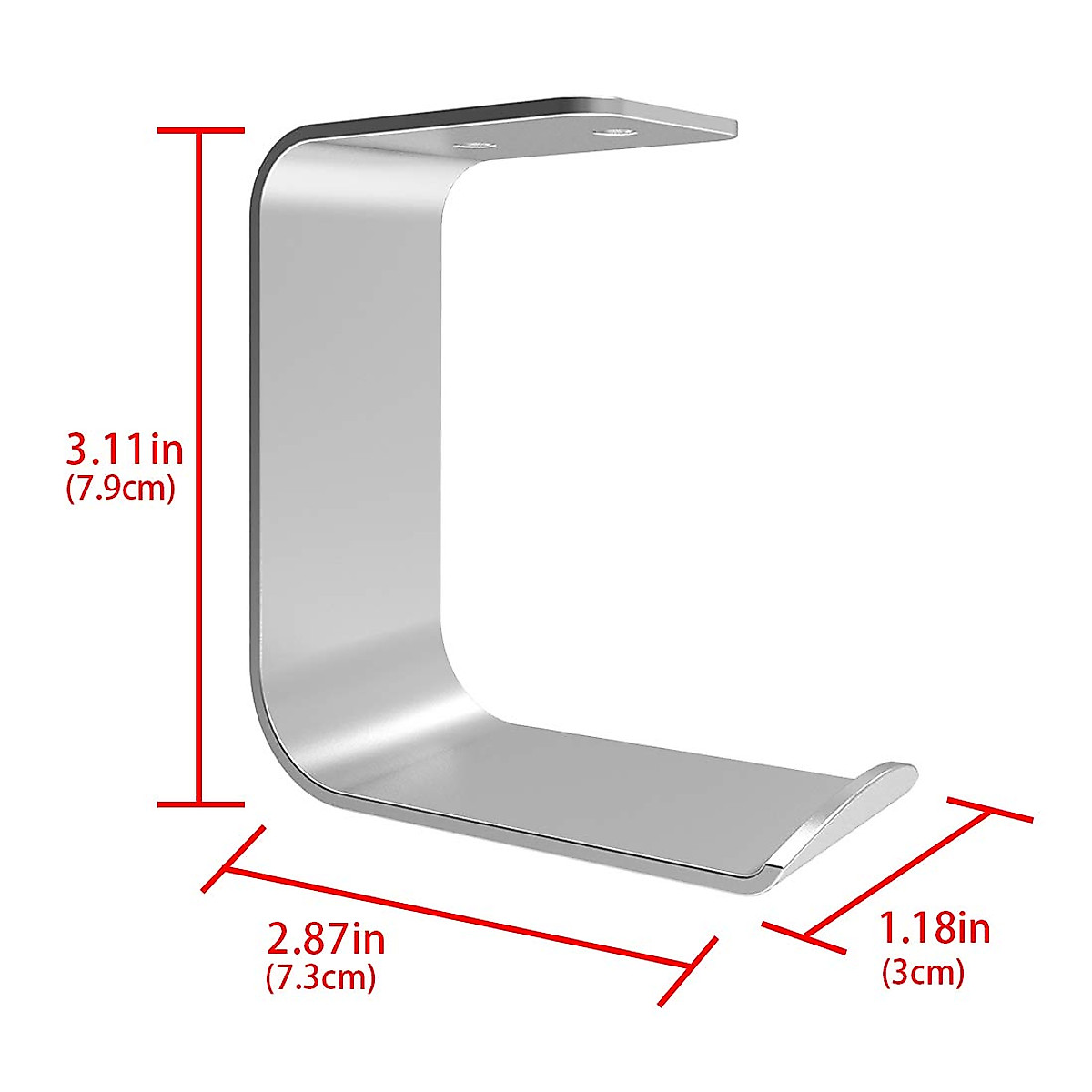 Geekria Under-Desk Headphone Stand Mount Holder/Headsets Hanger/Gaming Headset Headphone Hook/Universal Stand for All Headphones Size (2 Pcs/C/Silver)