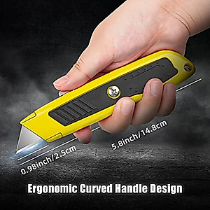DIYSELF 2 Pack Box Cutter Retractable Set, Retractable Utility Knife with 50 Pack Utility Knife Blades, SK5 Steel Box Cutter Blades, Heavy Duty Utility Knife for Carton, Cardboard and Box (Yellow)