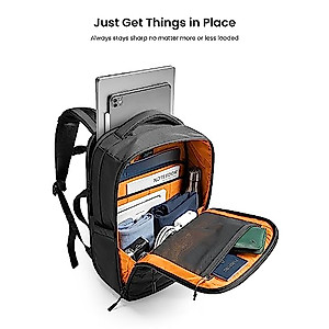 tomtoc Laptop Backpack X-Pac Techpack Designed for Business Professional Commuter, City Compact Backpack for 16-inch MacBook Pro, Black
