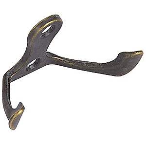 10 Pack Wall Hooks Coat Hooks, Heavy Duty Towel Hook Double Prong Robe Hanger Wall Mounted Coat Rack Retro Utility Hooks for Hanging Towels Clothes Robes Bag Key Cup Hat, Zinc Alloy, Bronze