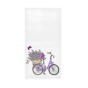 Spring Summer Lavender Butterflies Soft Hand Towels 16x30,Decorative Purple Lilac Floral Watercolor Fingertip Kitchen Dish Towels Washcloth for Bathroom, Hotel, Gym and Spa