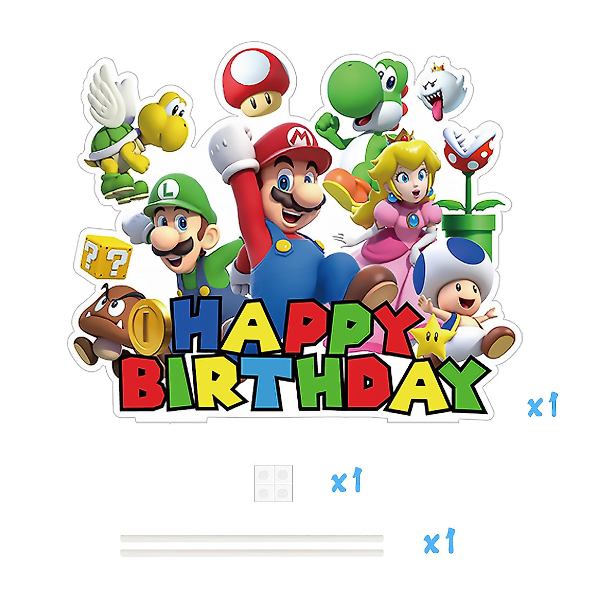 Mario Cake Topper Decorations Mario Happy Birthday Party Supplies for Kids Party Favors